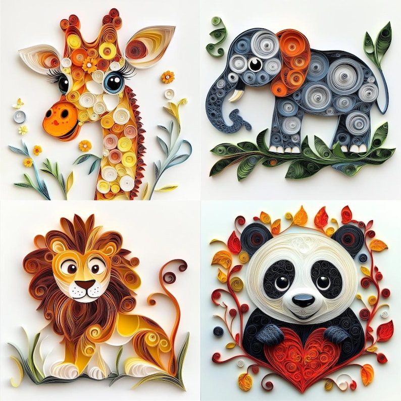 Animals Images Clipart Paper Quilling Art of 20 Pictures Instant ...