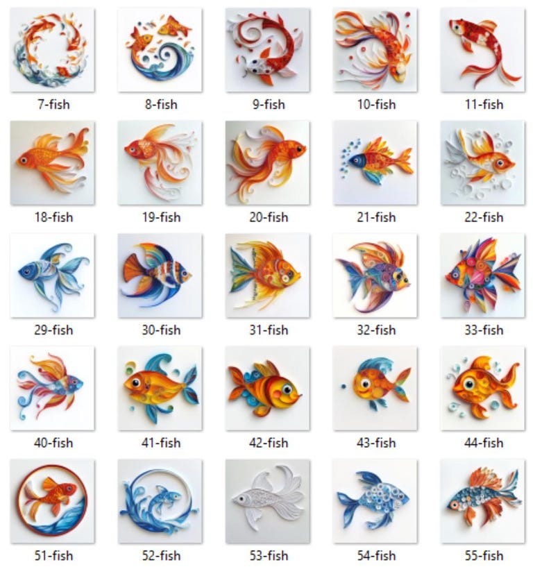Fish Clipart Paper Quilling Art for Card Decorations Consist 60 Images ...