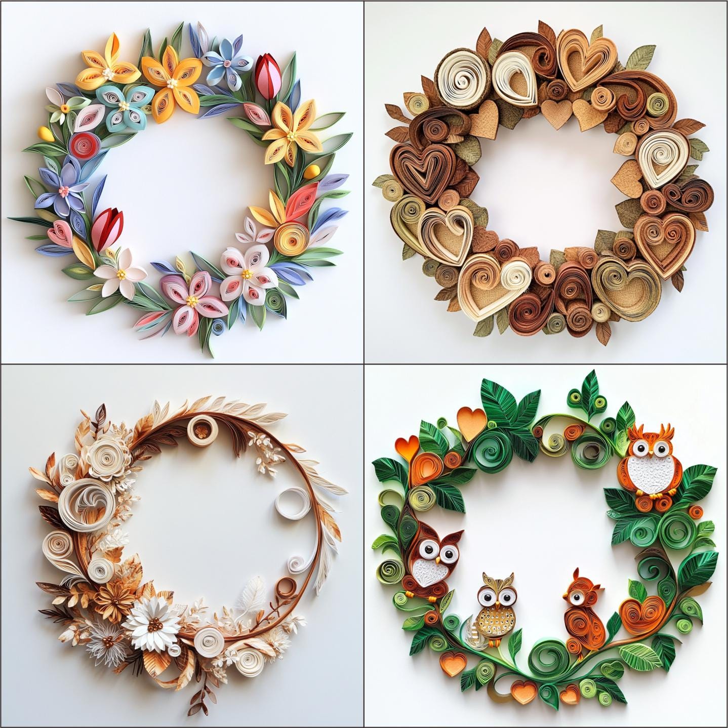 Christmas Wreath Unique Clipart Paper Quilling Art Papercraft Style ...