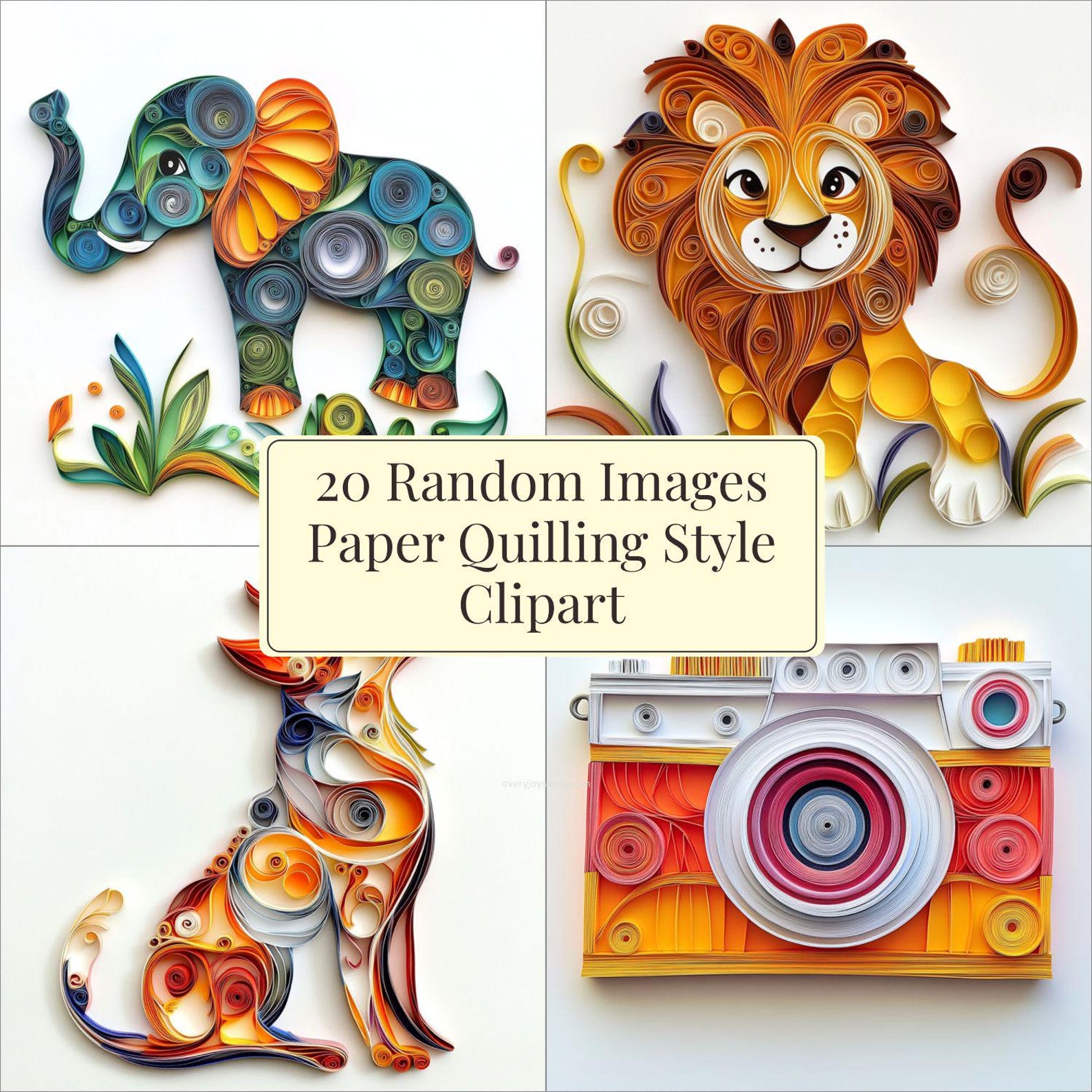 Paper Quilling Clipart: 20 Animal & Object Images (digital Download) - Etsy
