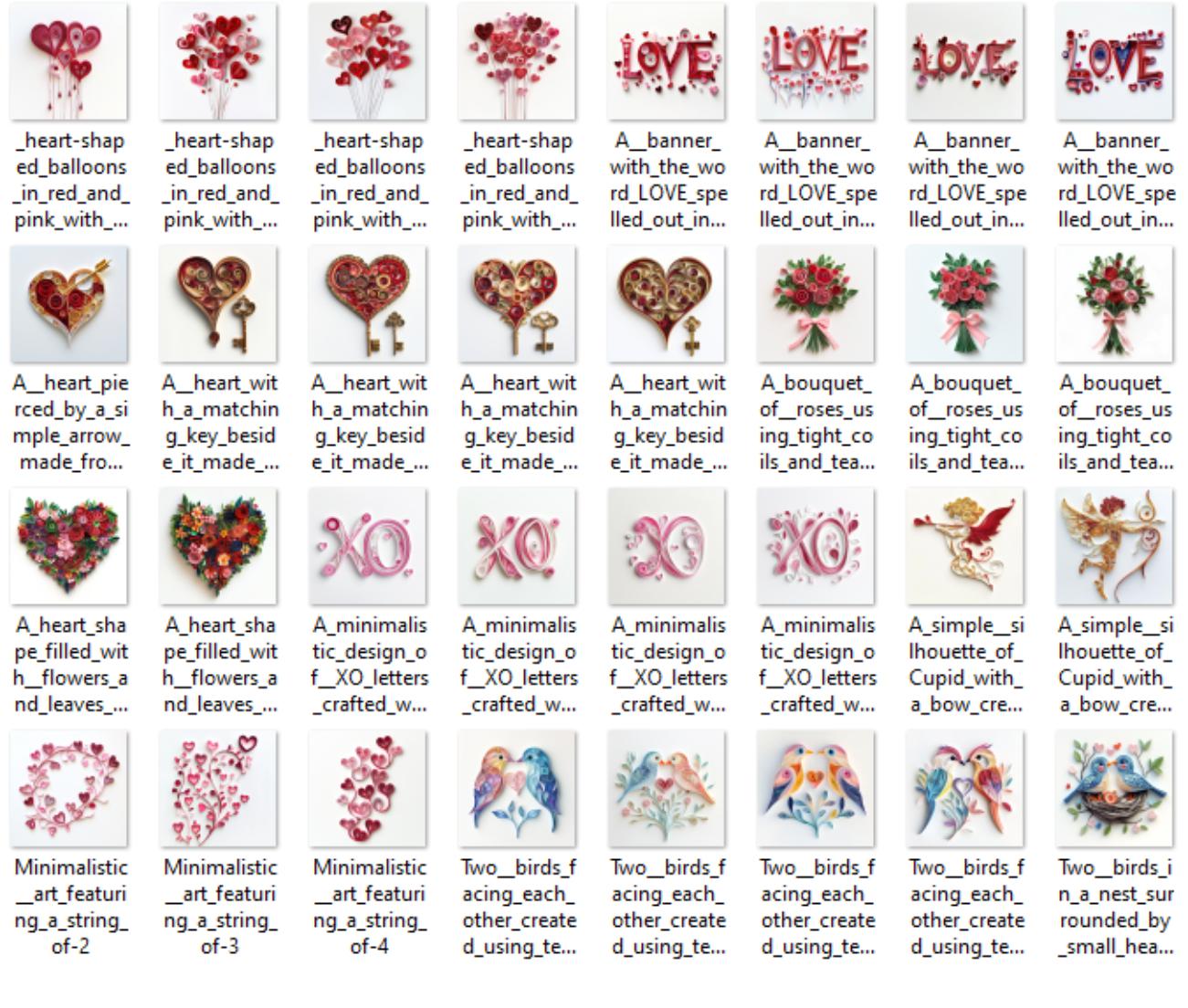 Valentines Decoration Clipart Paper Quilling Art for Card Decorations ...