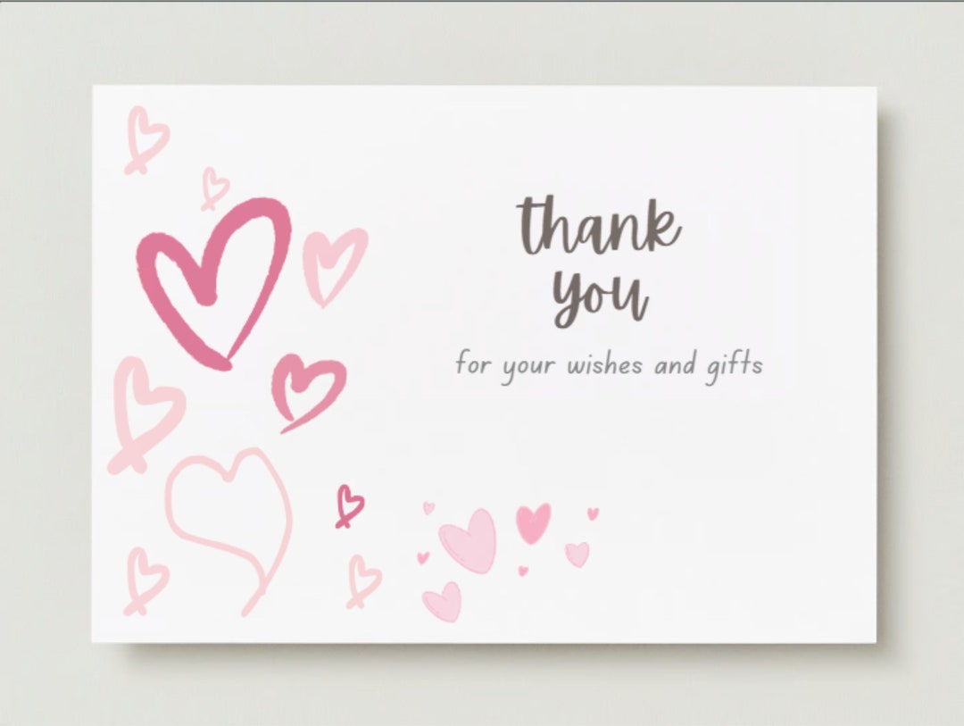 Minimalist Love Heart Thank You Card Template: Printable Canva Edit ...