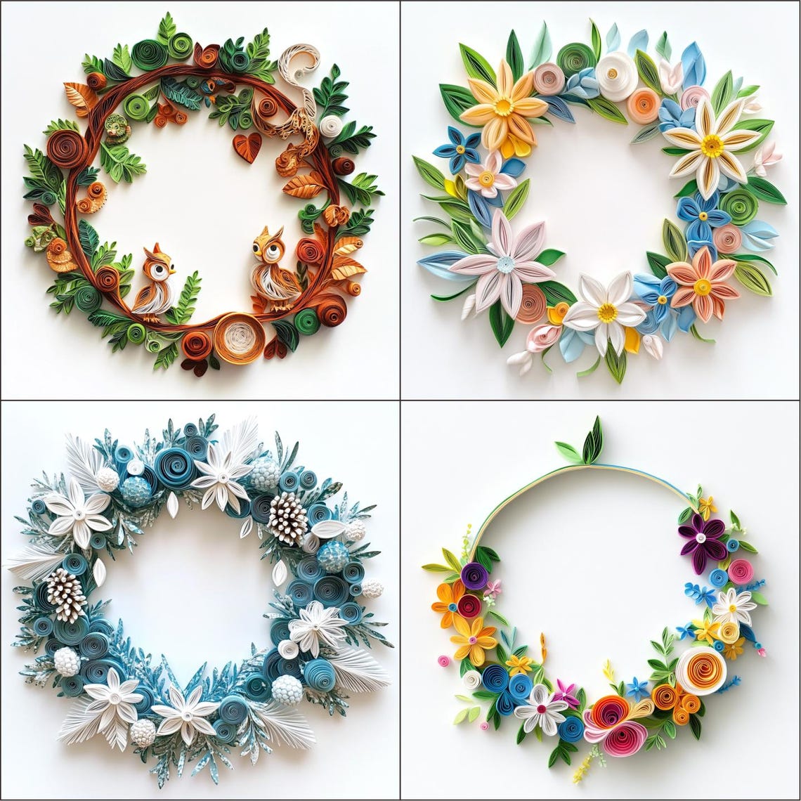 Christmas Wreath Unique Clipart Paper Quilling Art Papercraft Style ...