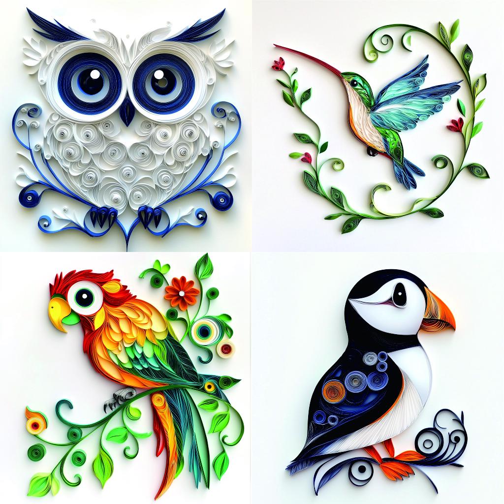 Quilling Birds Clipart Paper Quilling Art of 20 Images Instant Download ...