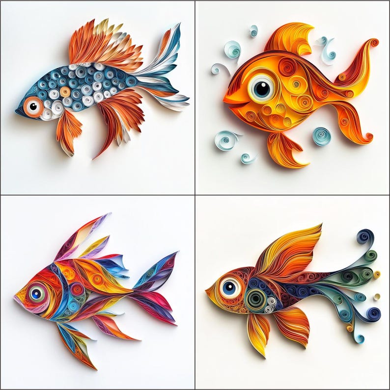 Fish Clipart Paper Quilling Art for Card Decorations Consist 60 Images ...