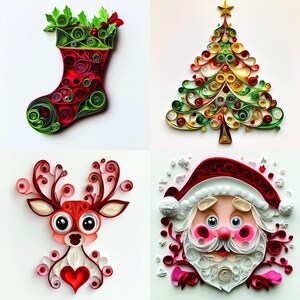 Christmas Clipart Paper Quilling Art Papercraft Style Consist 24 Images ...