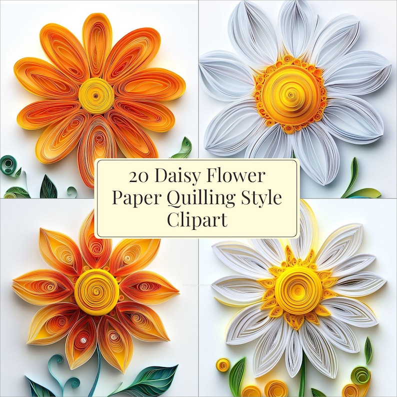 Daisy Flower CLIPART Images Paper Quilling Art Style Consist 20 Images ...