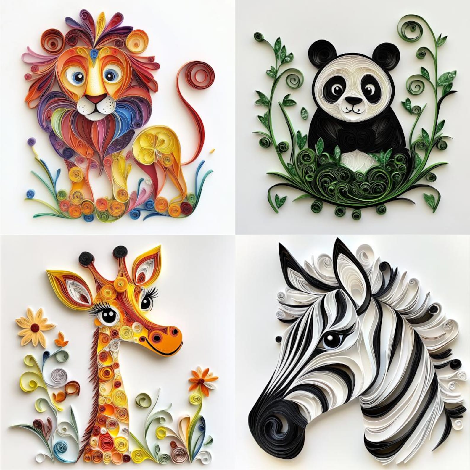 Animals Images Clipart Paper Quilling Art of 20 Pictures Instant ...