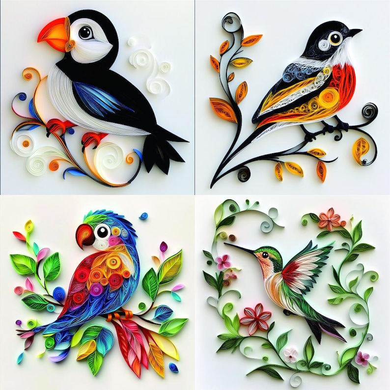 Quilling Birds Clipart Paper Quilling Art of 20 Images Instant Download ...