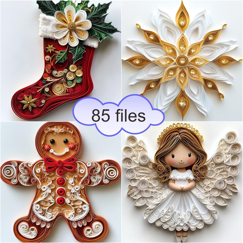Christmas Clipart Paper Quilling Art for Card Decorations Consist 85 ...