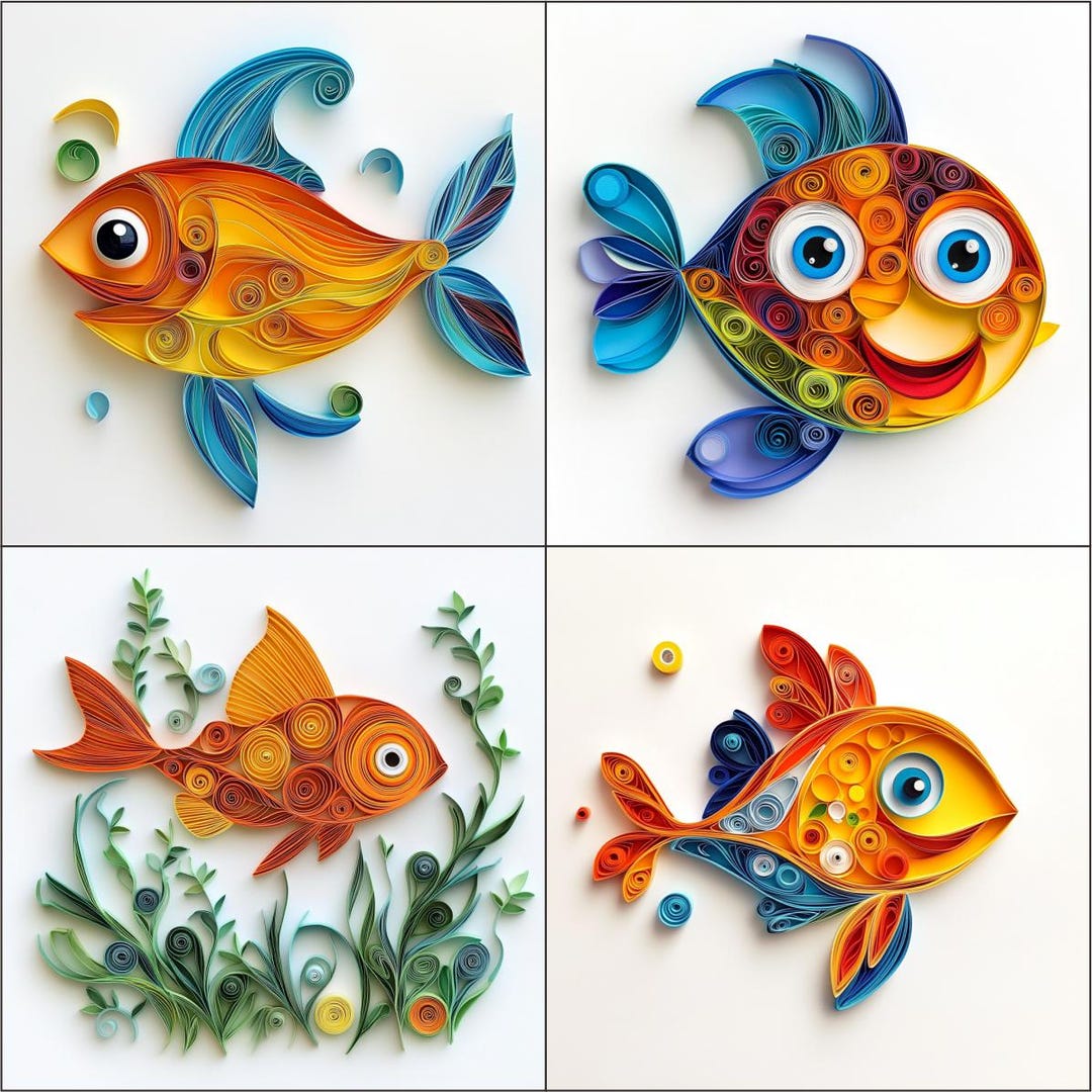 Fish Clipart Paper Quilling Art for Card Decorations Consist 60 Images ...
