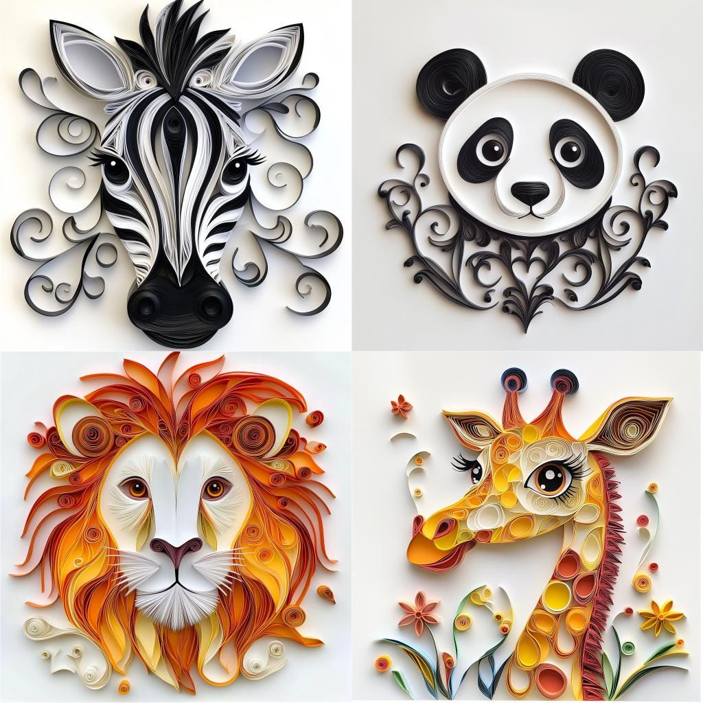 Animals Images Clipart Paper Quilling Art of 20 Pictures Instant ...