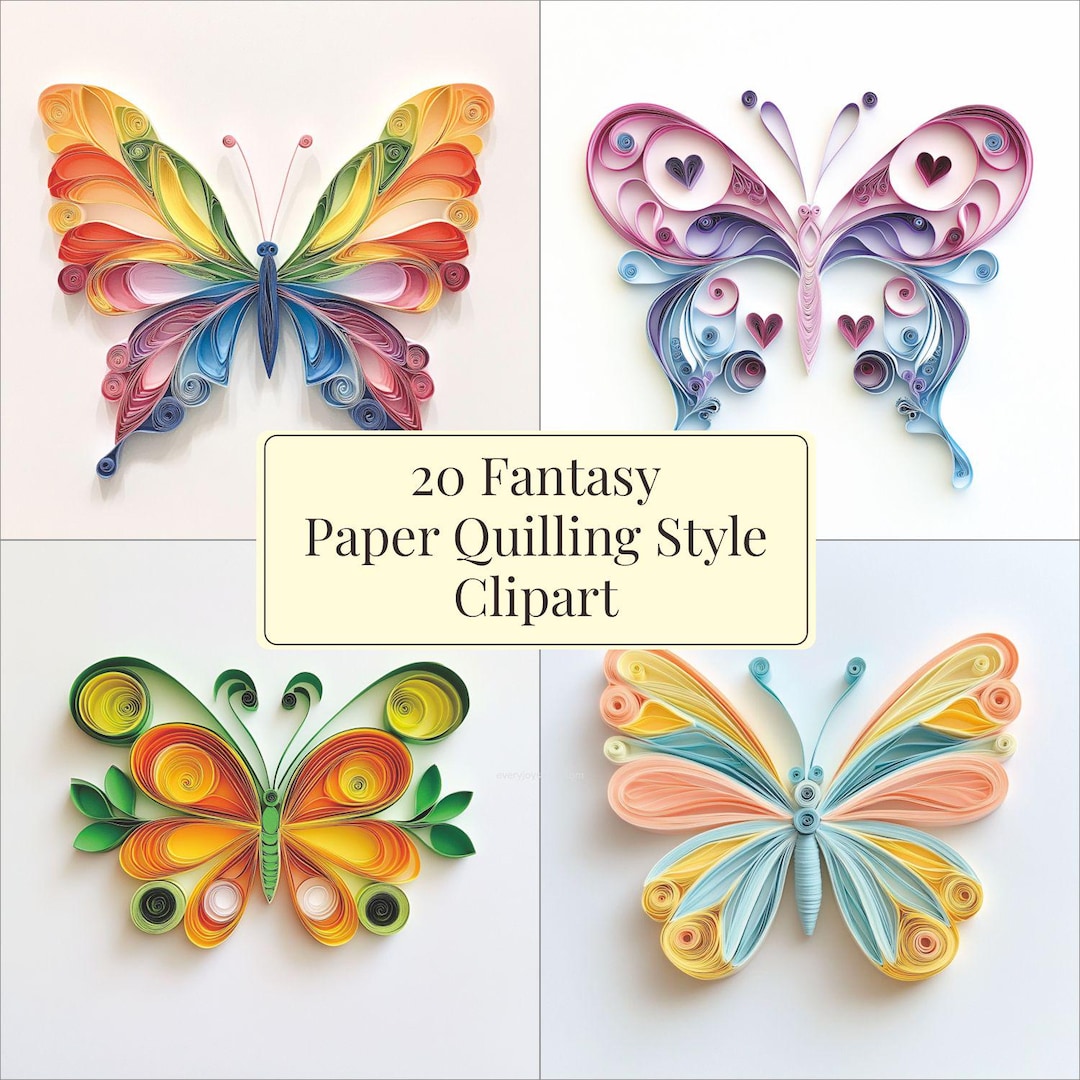 Beautiful Butterfly Paper Quilling Art Style Consist 20 Images 300dpi ...