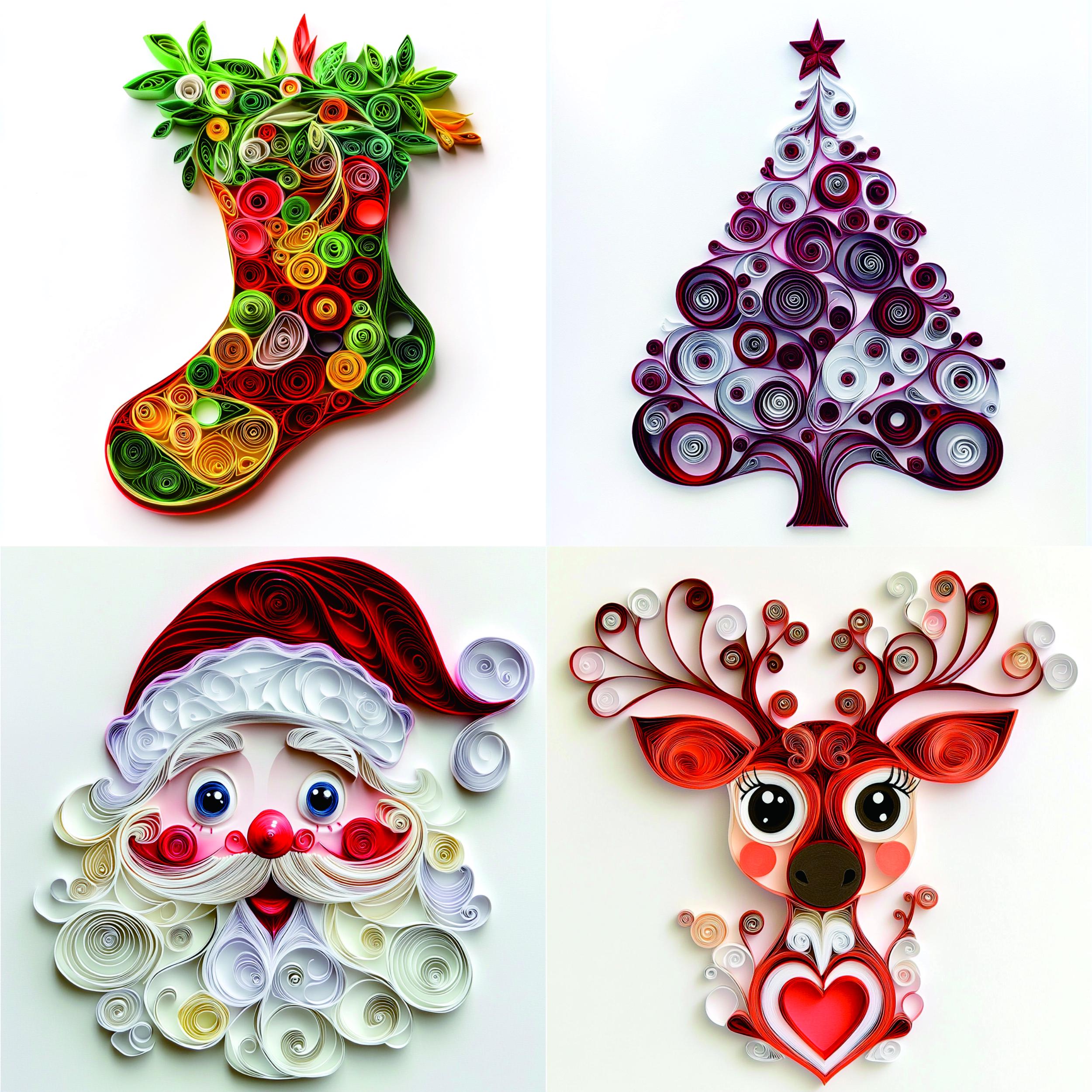 Christmas Clipart Paper Quilling Art Papercraft Style Consist 24 Images ...