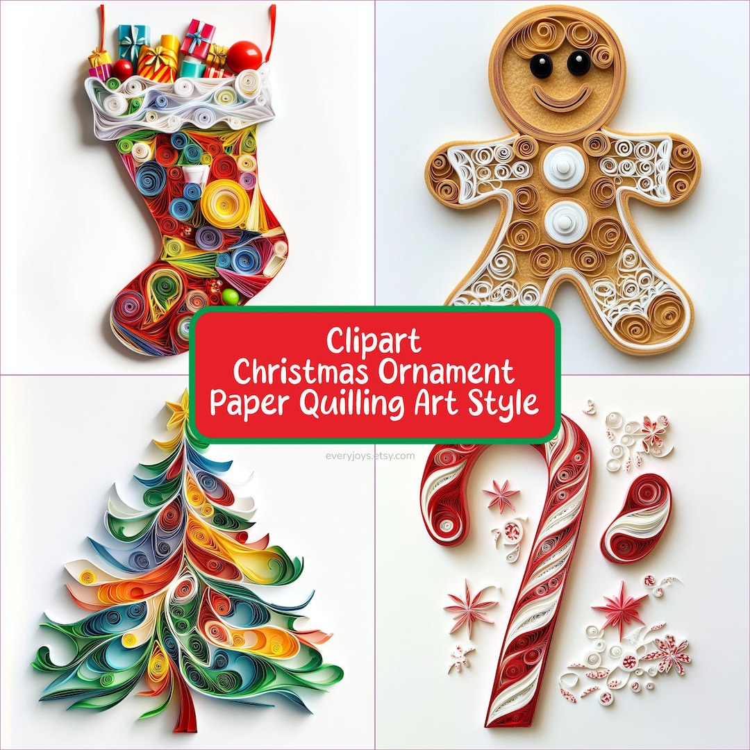 Christmas Ornament Paper Quilling Clipart: Art Style Decorations ...