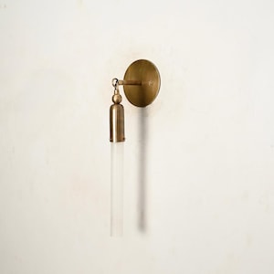 Glass Tube Wall Sconce Antique Brass Modern Light Fixture Etsy