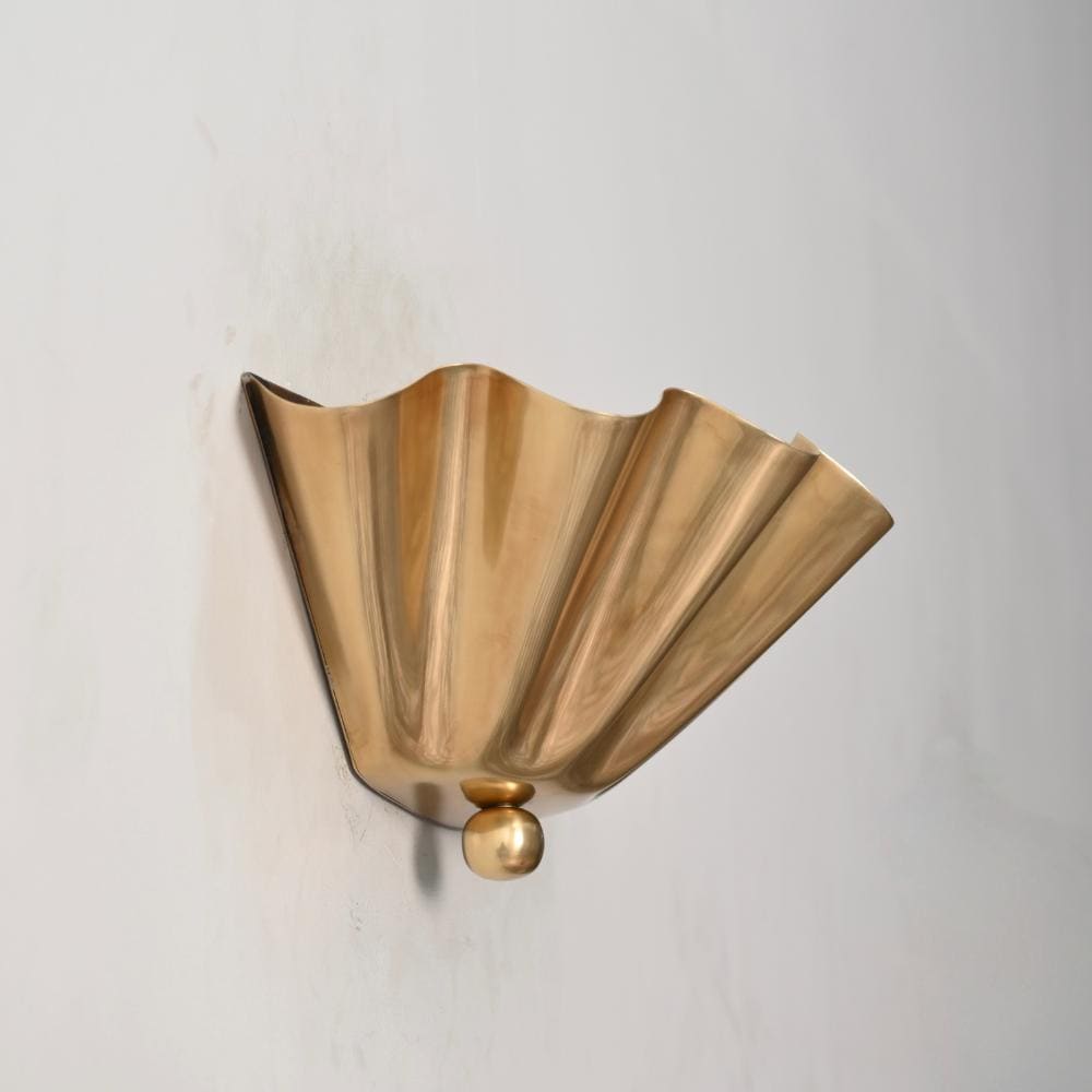 Modern Brass Half Flower Finial Wall Sconce Ruffle Shade Light - Etsy