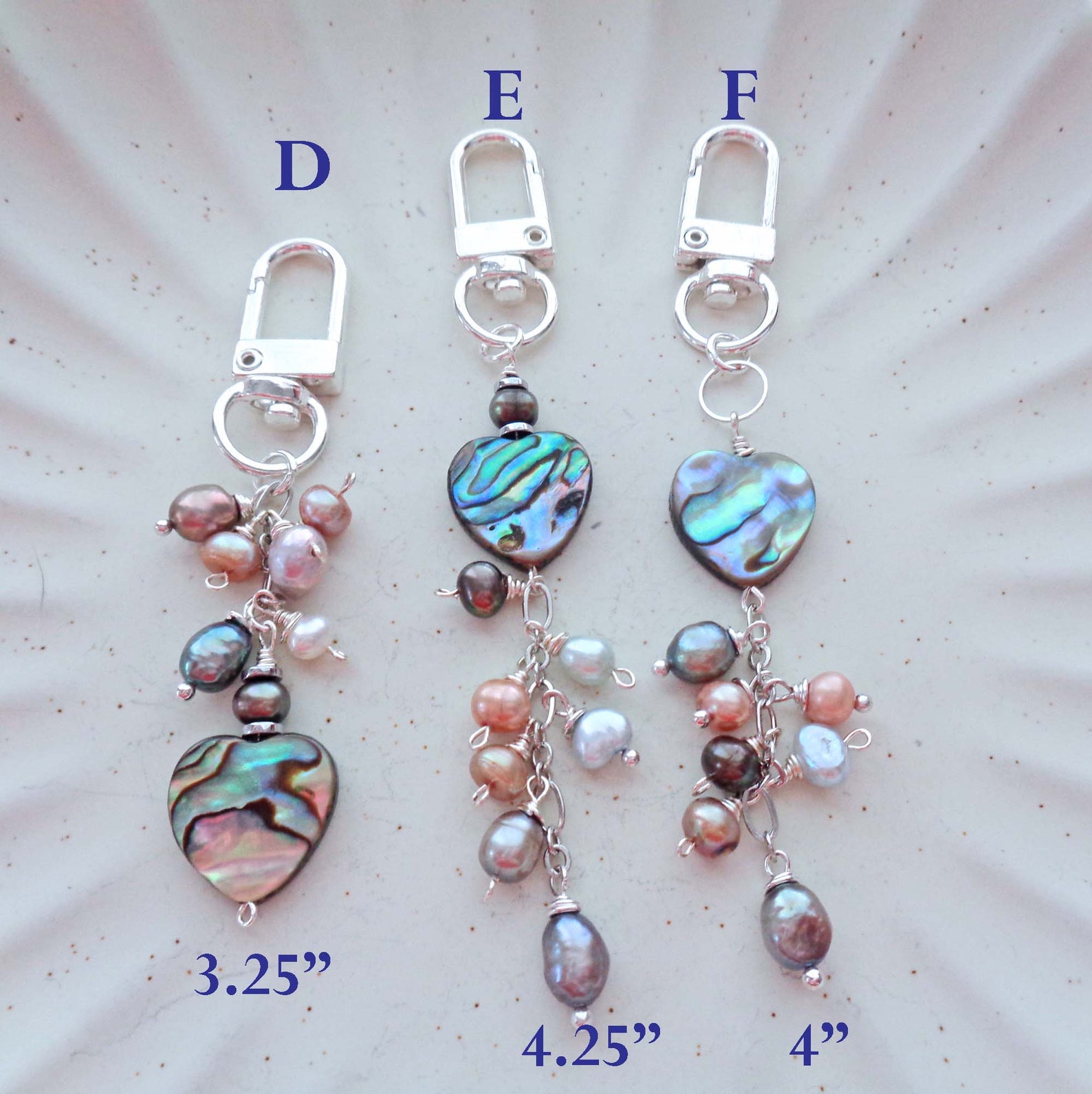 Abalone & Pearl Keychain /purse Bag Charm / Necklace Pearl Charm ...