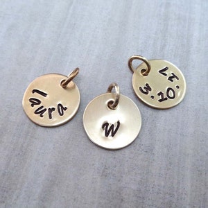 Add on Brass Charm - Custom Initial Charm - Small Name Charm - Brass ...