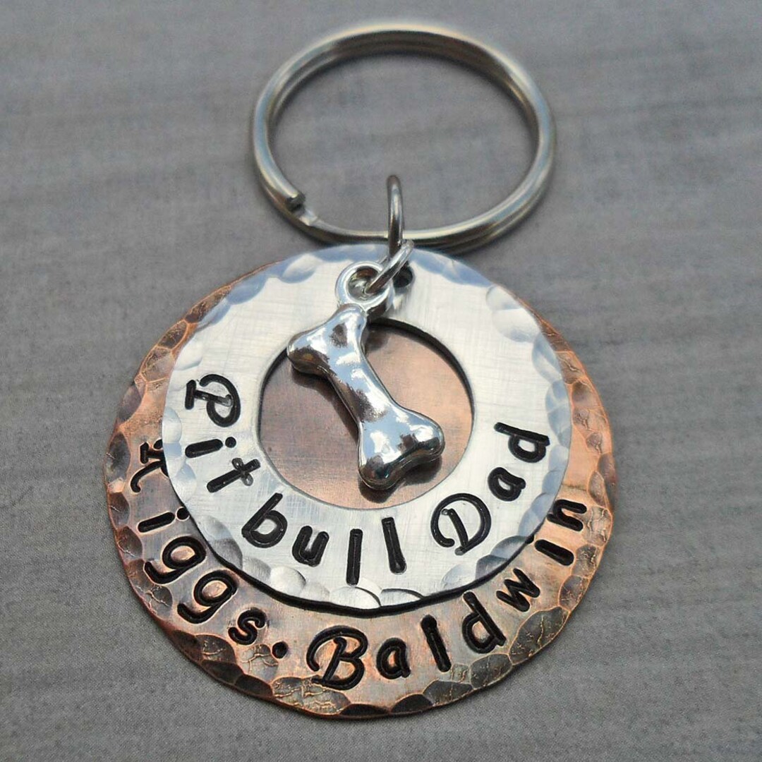 Pitbull Dad - Pitbull Mom - My Breed Custom Dog Mommy or Daddy Keychain ...