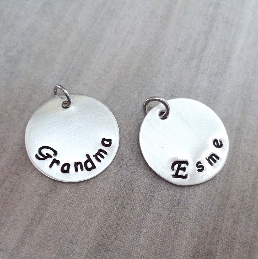 Silver Name Charm - Personalized Name - Sterling Silver Hand-stamped ...