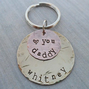 Personalized Dad Keychain - Love You Daddy - Father Dad Key Holder ...