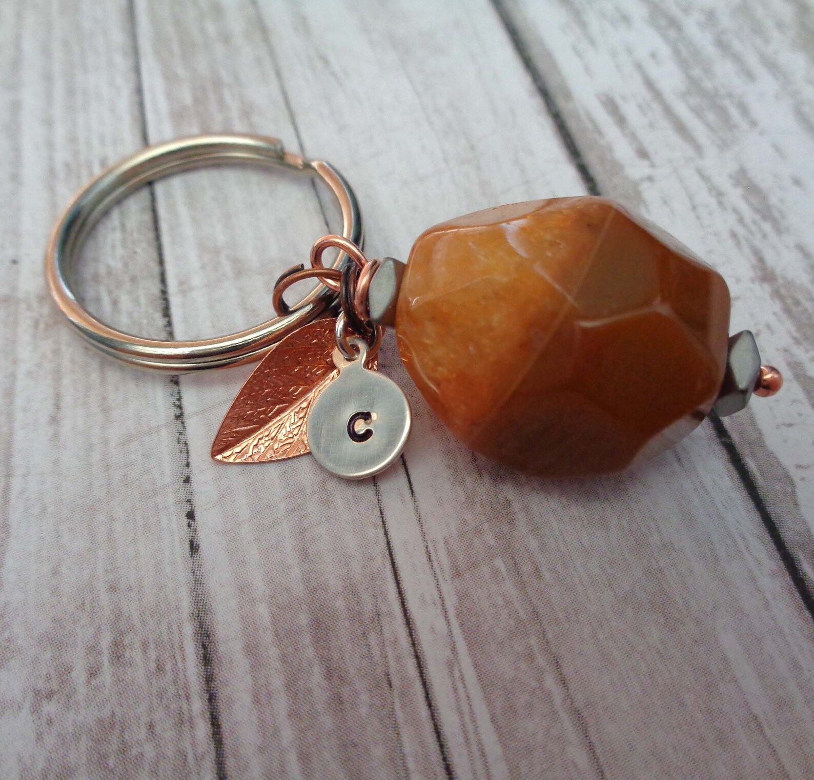 Personalized Fire Agate Keychain / Large Faceted Agate Nugget ...