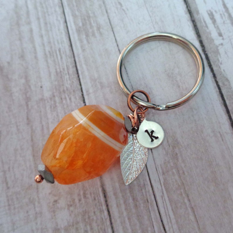 Personalized Fire Agate Keychain / Large Faceted Agate Nugget ...