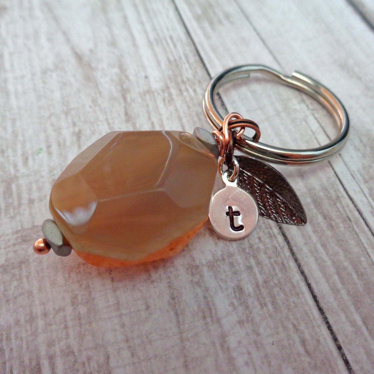 Personalized Fire Agate Keychain / Large Faceted Agate Nugget ...