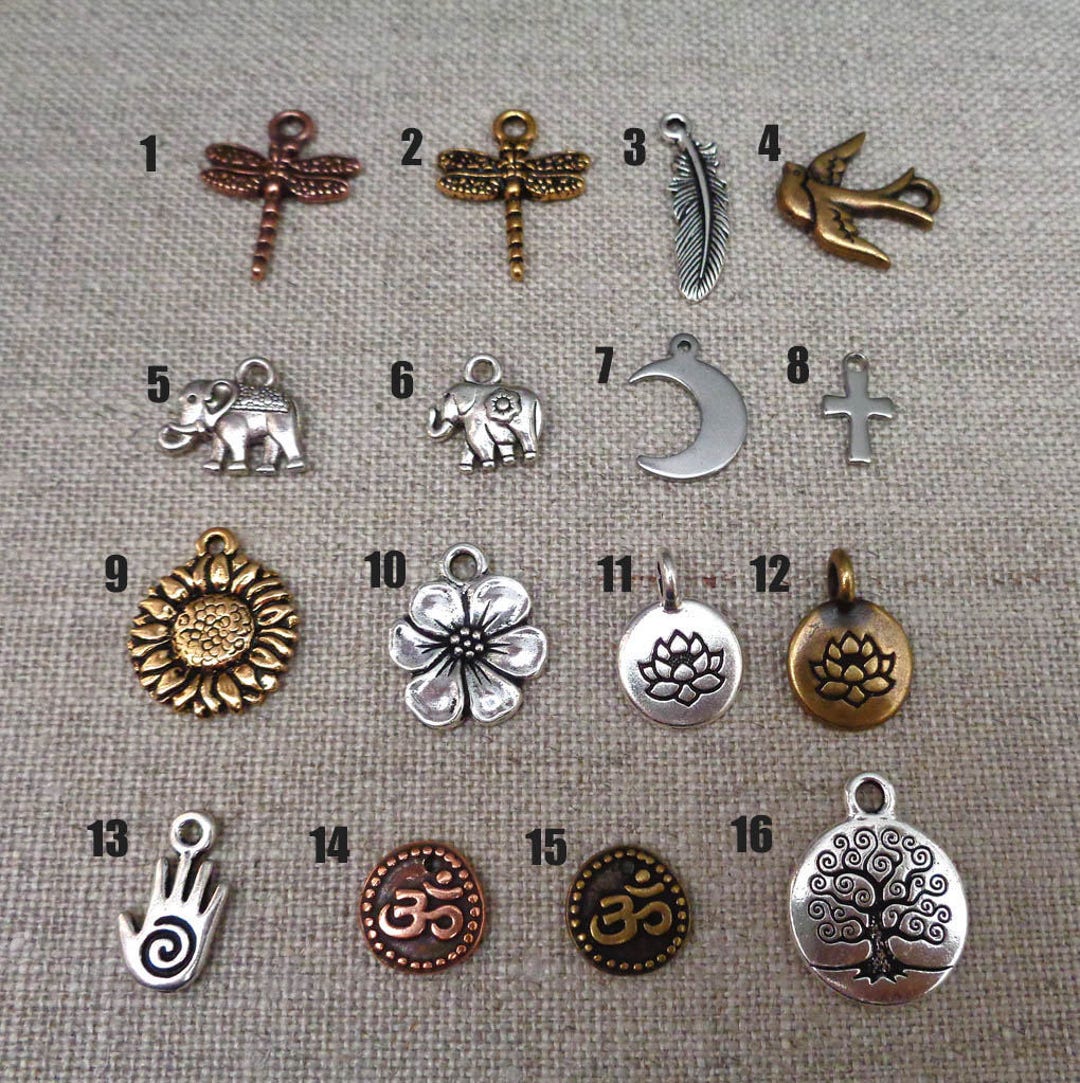 Add-on Charm - Dragonfly Charm, Sunflower, Lotus, Elephant Charm, Moon ...