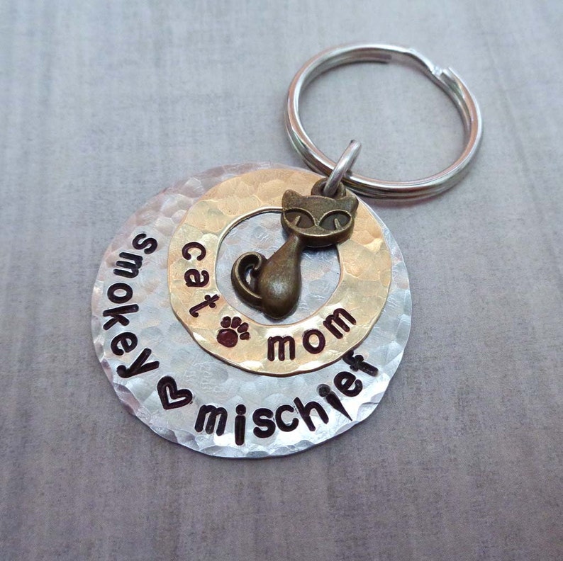 Cat Keychain / Cat Mom Gift / Personalized Cat Names Keychain / Love My ...