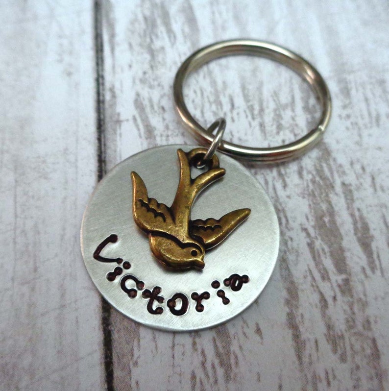 Bird Keychain Sparrow Keychain Personalized Name Bird | Etsy