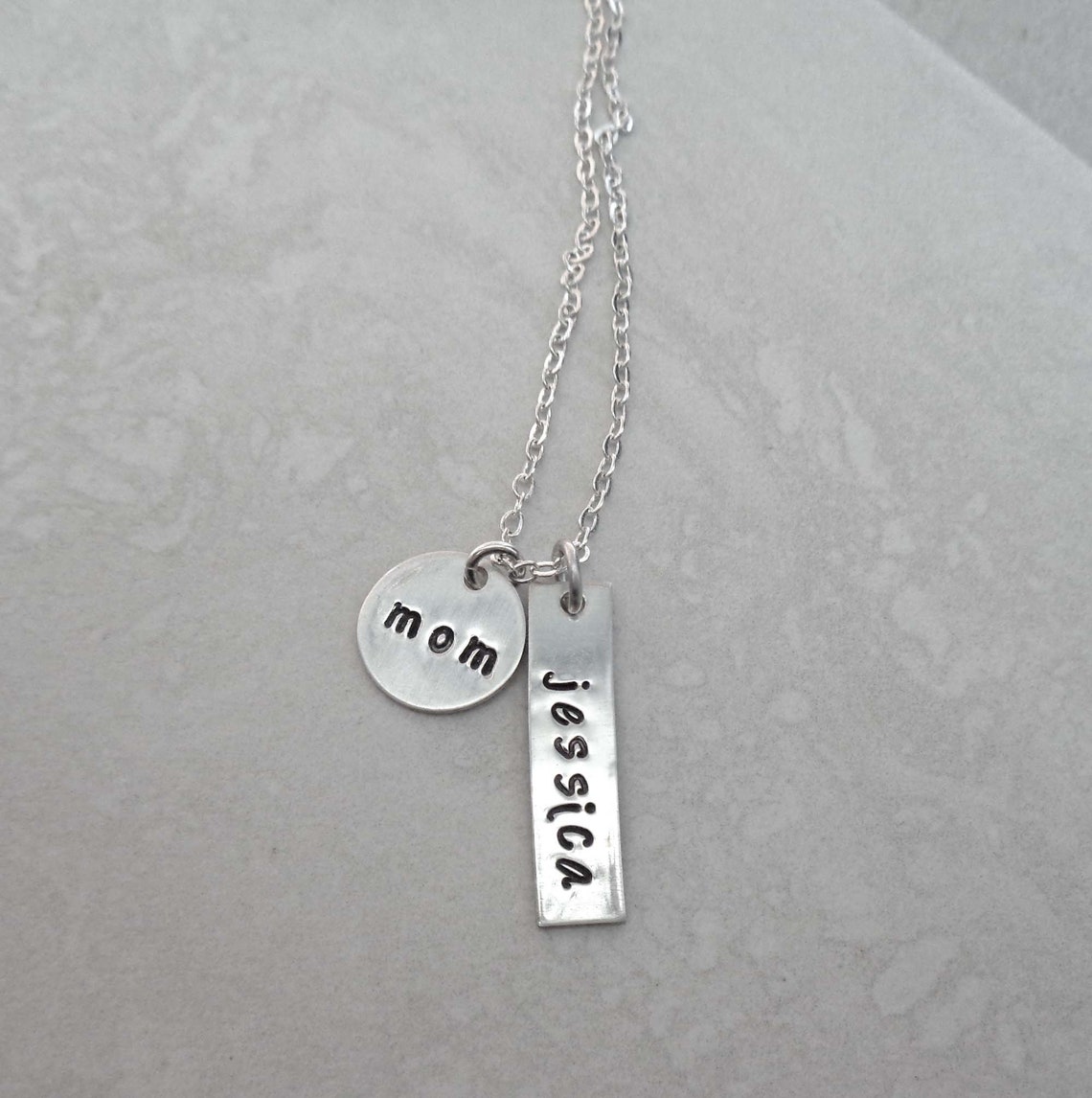 Mom Bar Necklace / Custom Kids Names / Silver Bar Necklace / Mothers ...