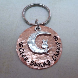 Personalized Kitty Cat Names Key Ring / Cat Names Keychain / Cat Mom ...