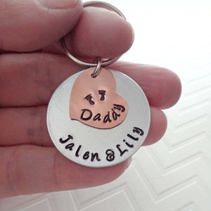 New Daddy Keychain - New Father Dad - Personalized Name - Hand-stamped ...
