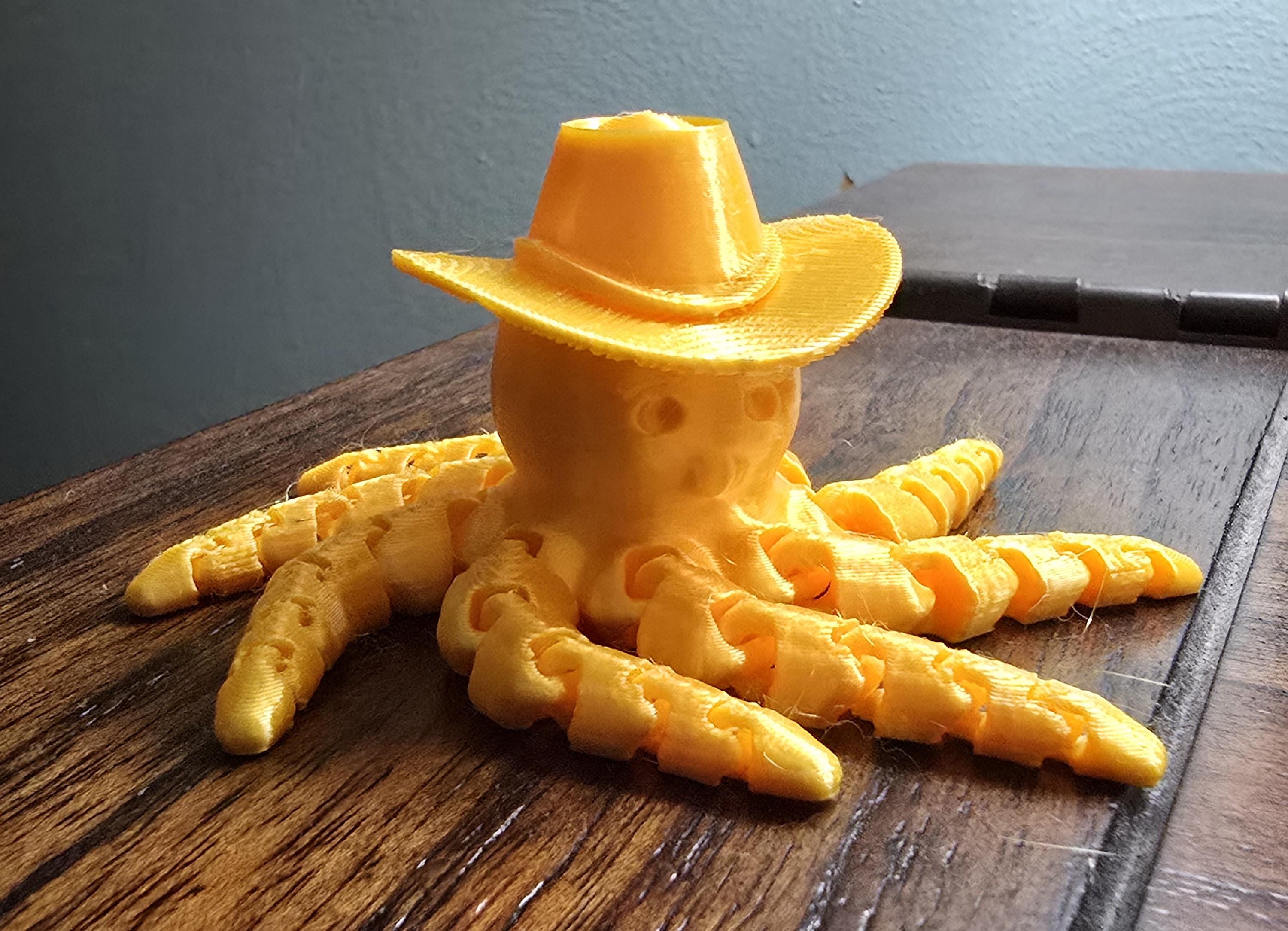3D Printed Articulated Octopus With Cowboy Hat - Etsy