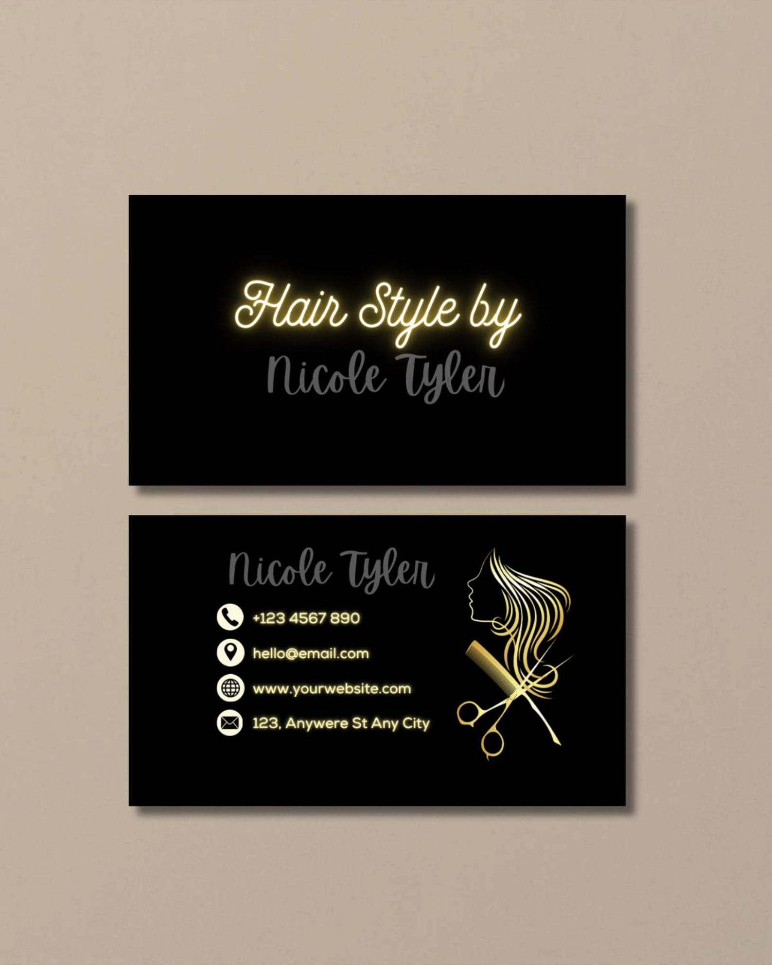 Hair Style Business Card Template Simple Business Card Elegant Business ...