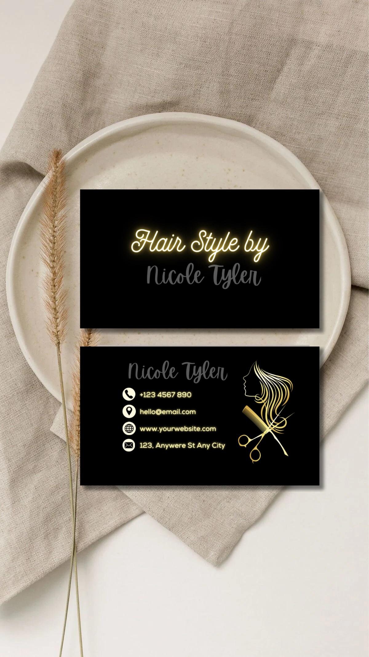 Hair Style Business Card Template Simple Business Card Elegant Business ...