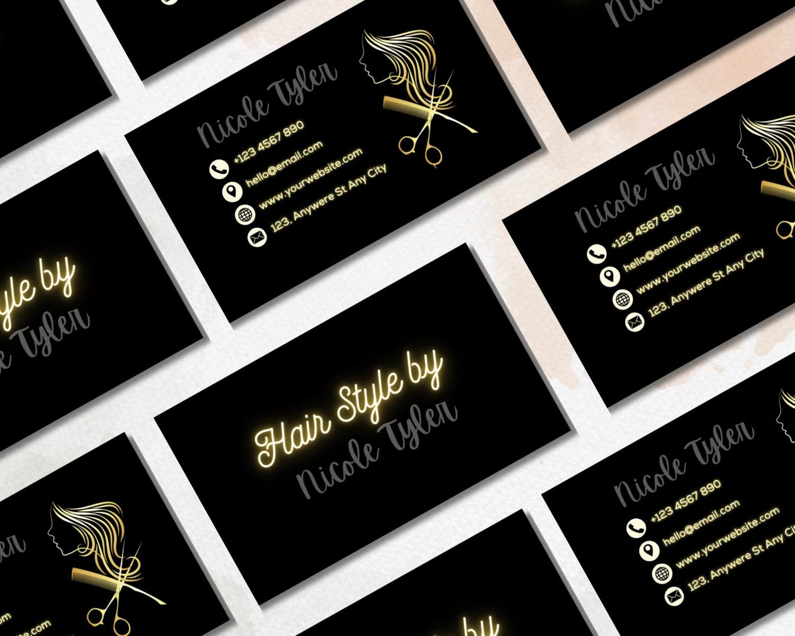 Hair Style Business Card Template Simple Business Card Elegant Business ...