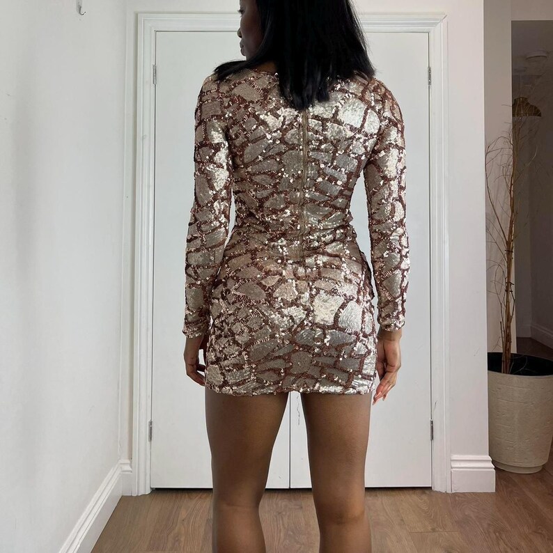 Gold Embellished Mini Dress - Etsy