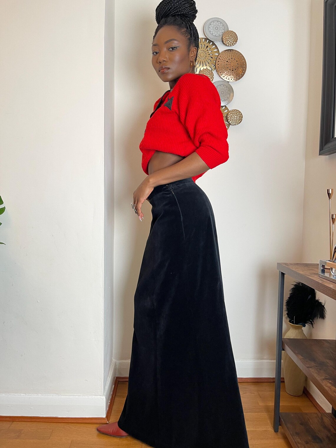 1970 100% Cotton Velvet Gor Ray Maxi Black Skirt 10-12uk - Etsy