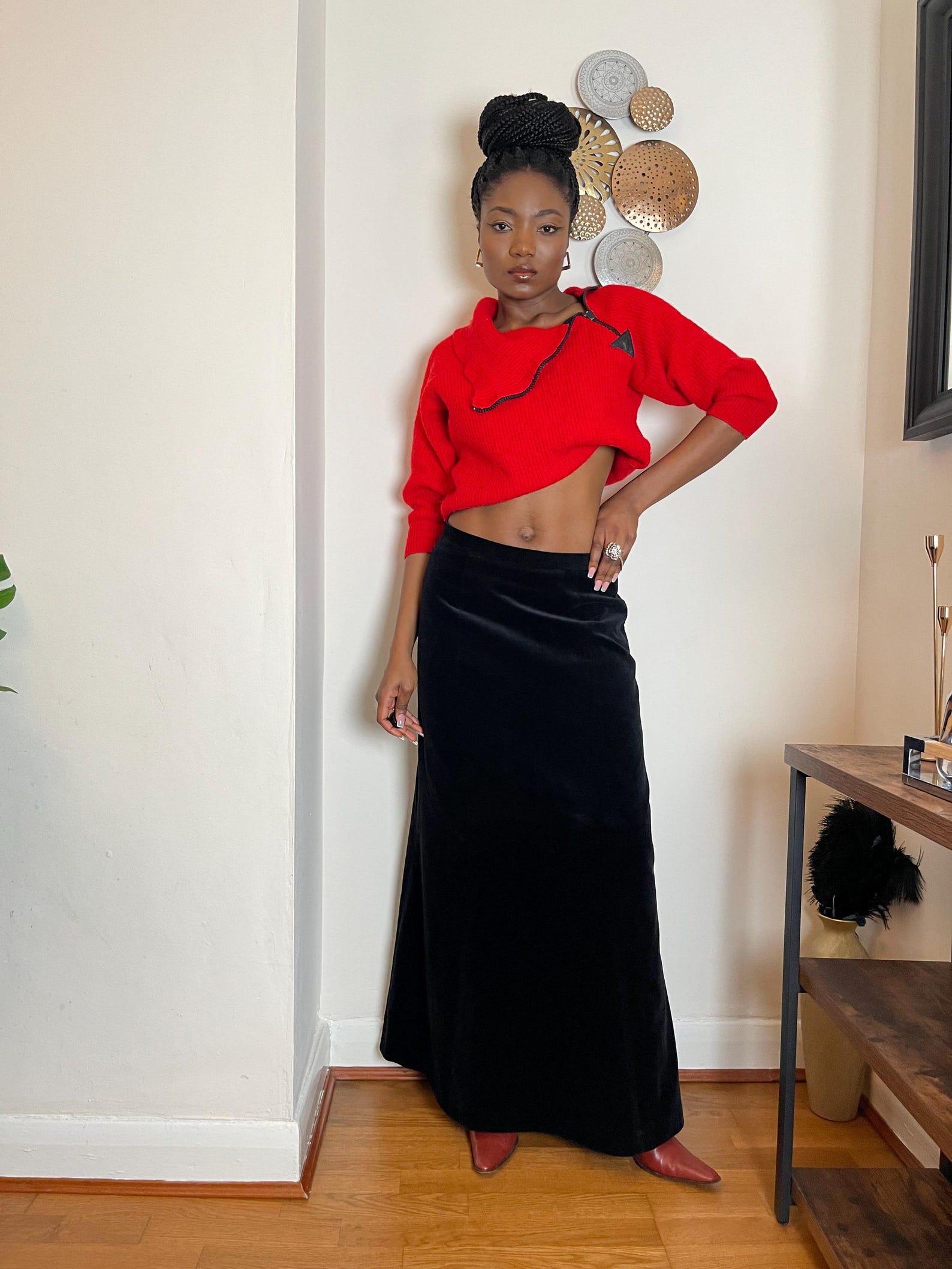 1970 100% Cotton Velvet Gor Ray Maxi Black Skirt 10-12uk - Etsy