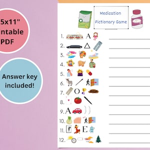 Medication Pictionary Printable Game for Nursing Week, Teaching ...
