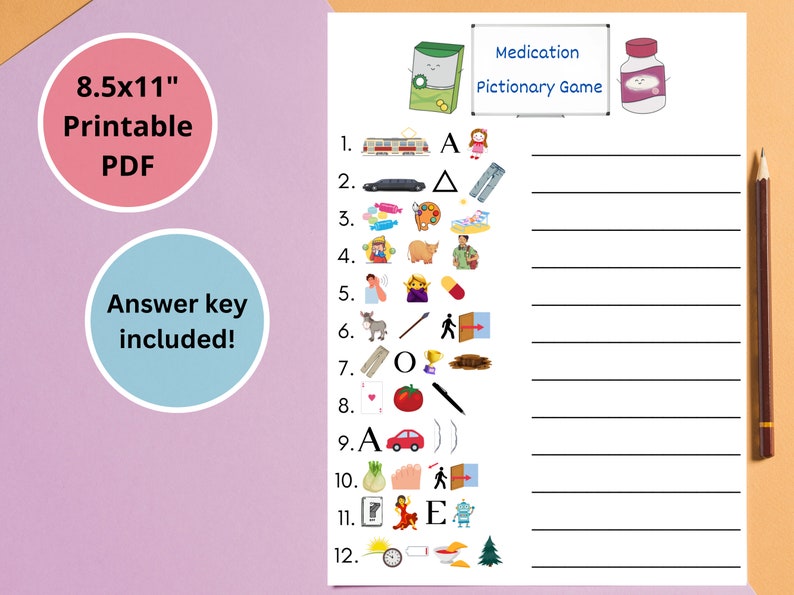 Medication Pictionary Printable Game for Nursing Week, Teaching ...