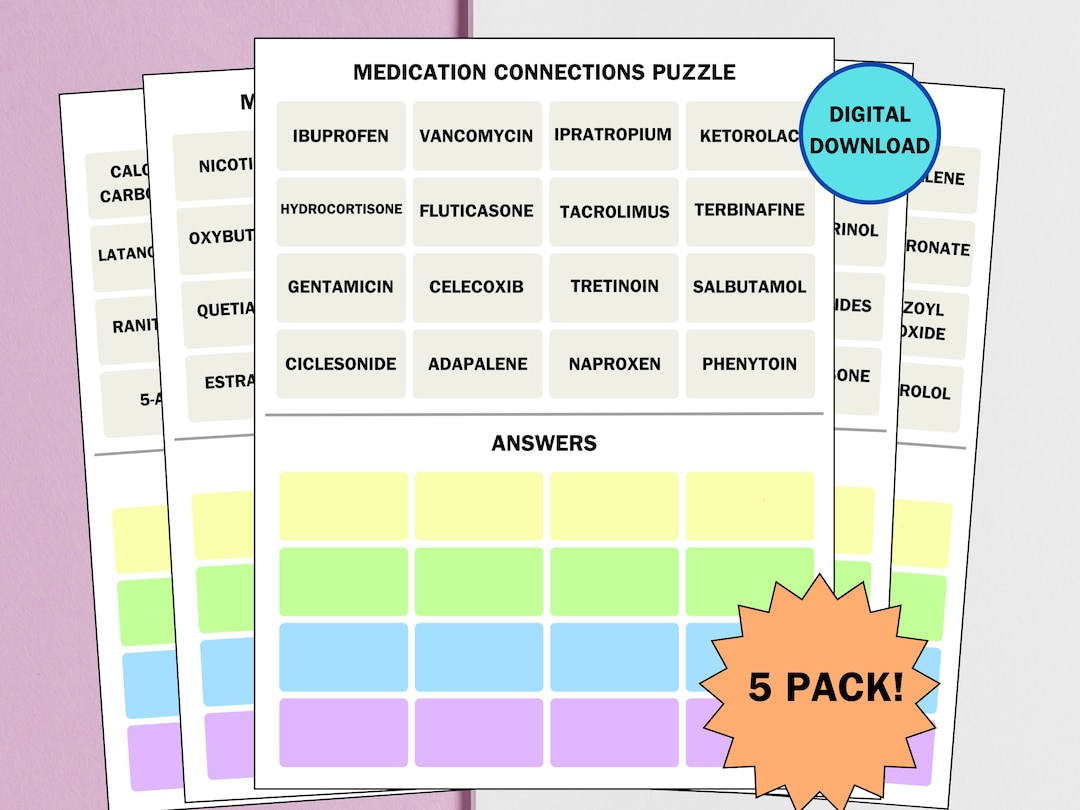 Medication Connections Puzzle Game for Pharmacists, Nurses, Doctors ...