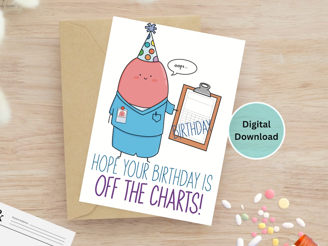 Funny Printable Medical Birthday Card for Nurses, Doctors, Hospital ...