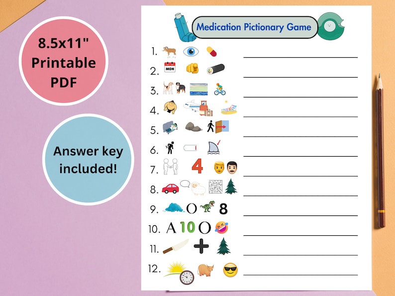 Medication Pictionary Printable Game for Nursing Week, Teaching ...
