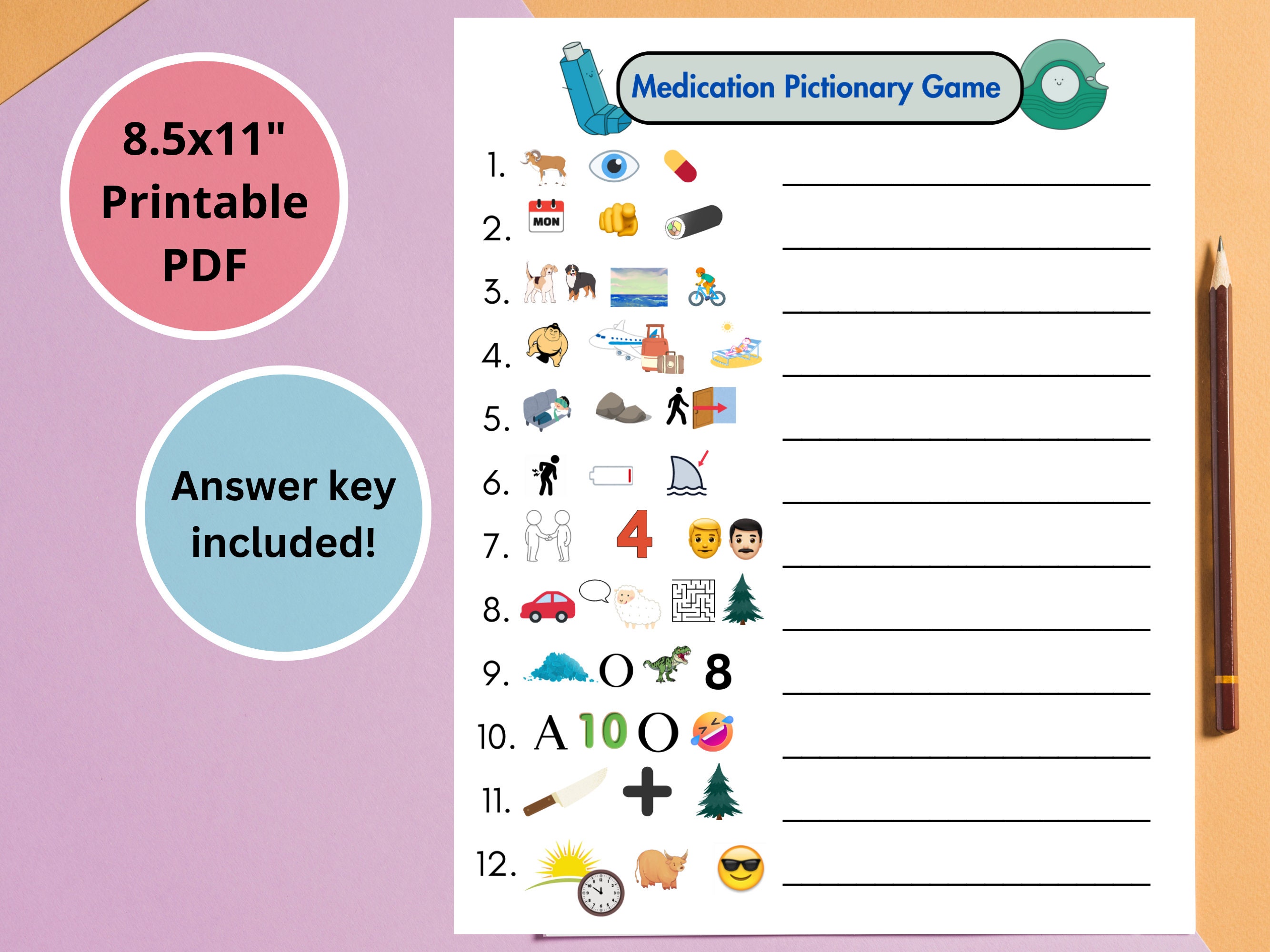 Medication Pictionary Printable Game for Nursing Week, Teaching ...