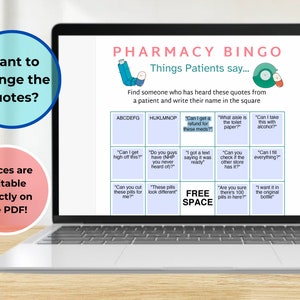 Editable Pharmacy Bingo for Pharmacists, Pharmacy Techs. Fun Work Game ...