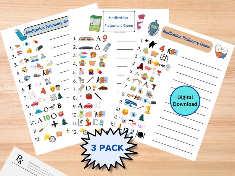 Medication Pictionary Printable Game for Nursing Week, Teaching ...